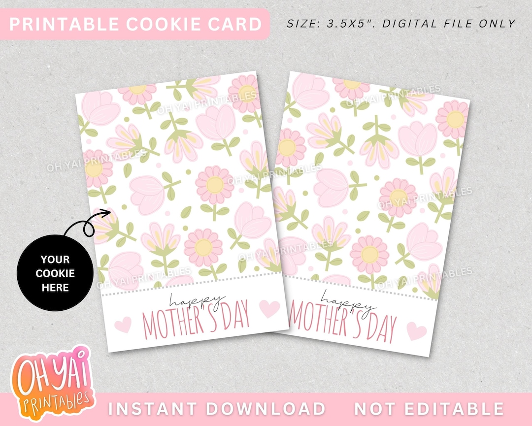 Printable Mother's Day Cookie Card, Sugar Cookie Card Backing ...