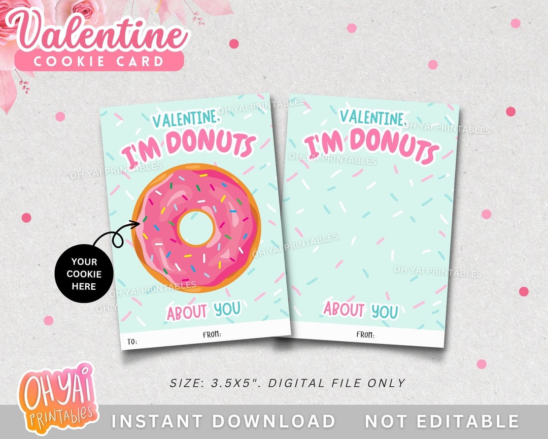 Valentine Cookie Card, Donut Cookie Card, Happy Valentine's Day Cookie ...