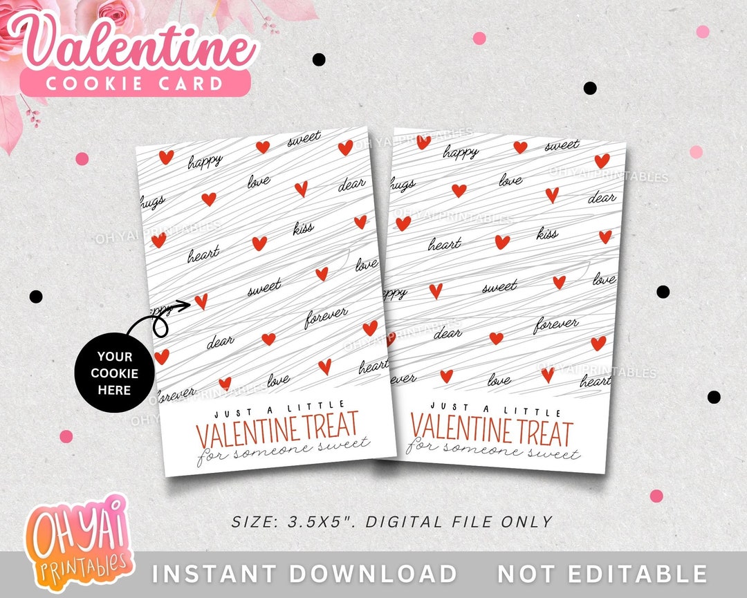 Valentine Cookie Card, Heart Cookie Card, Happy Valentine's Day Cookie ...