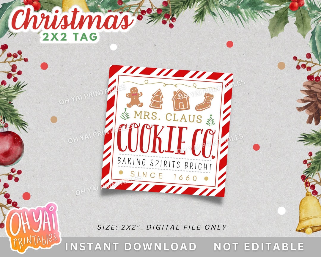 Printable Christmas Tag, Mrs. Claus Cookie Tag, Christmas Cookie Tag ...