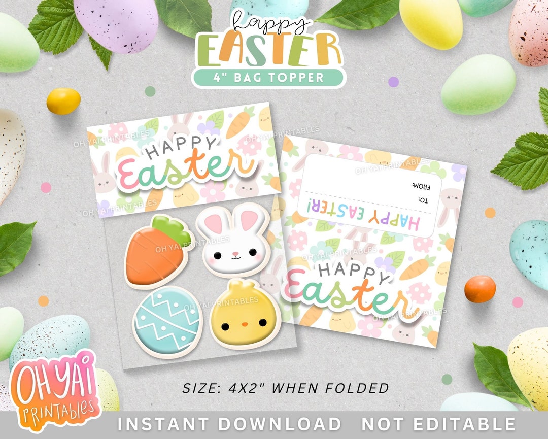 4" Easter Treat Bag Topper, Printable Bag Topper, Printable Easter ...