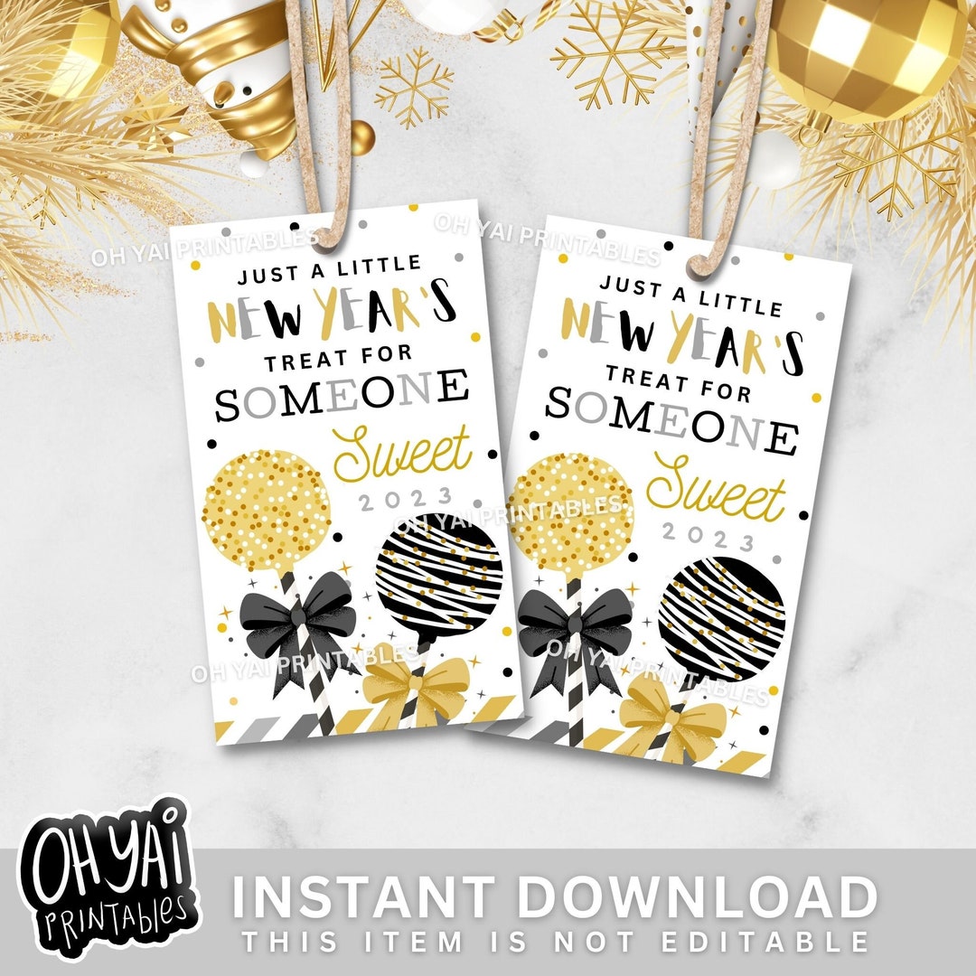New Years Tag, Cake Pop Tag, Printable Cake Pop Tag, Printable New Year ...