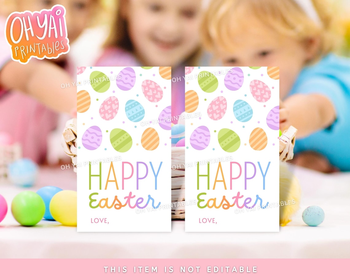 Easter Tag Printable Easter Tag Happy Easter Tag Eggcellent - Etsy