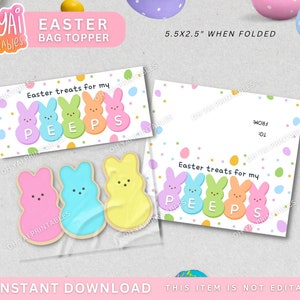 Easter Treat Bag Topper, 5.5x2.5 , Treats for My Peeps Bag Topper ...