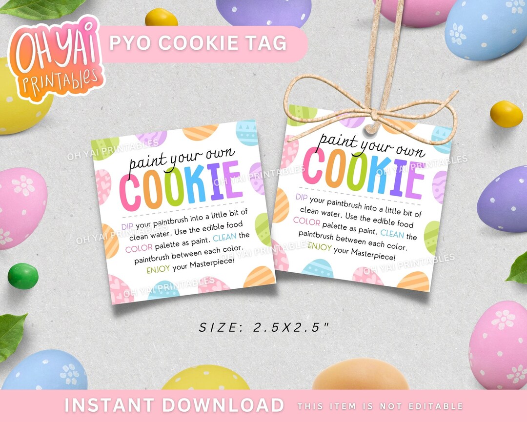 PYO Cookie Tag, Easter PYO Cookie Label, Printable PYO Tag, Happy ...