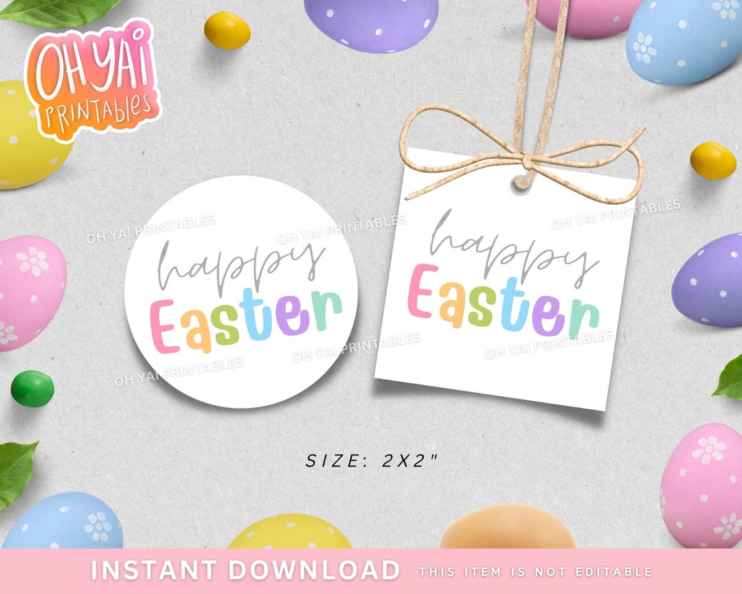 Printable Easter Tag, Printable Easter Treats Tag, Round Easter Tag ...