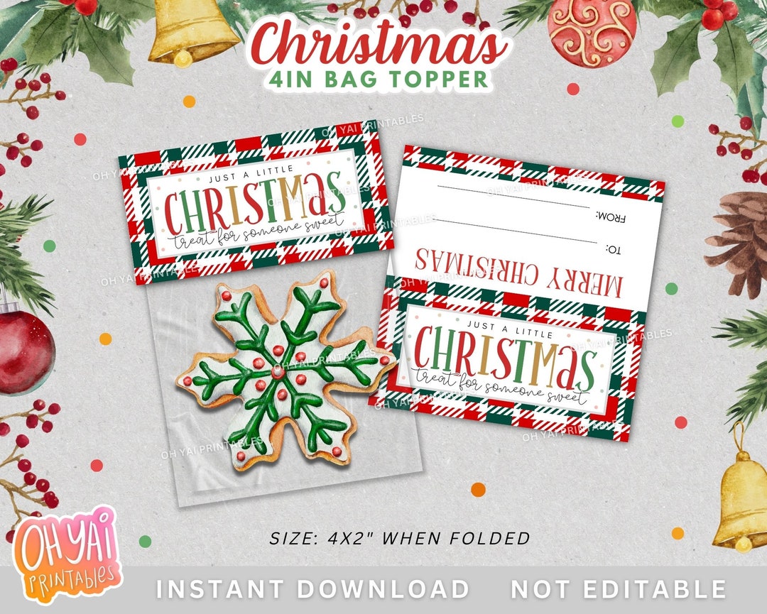 Christmas Bag Topper, 4x2 Bag Topper, Printable Christmas Bag Topper ...