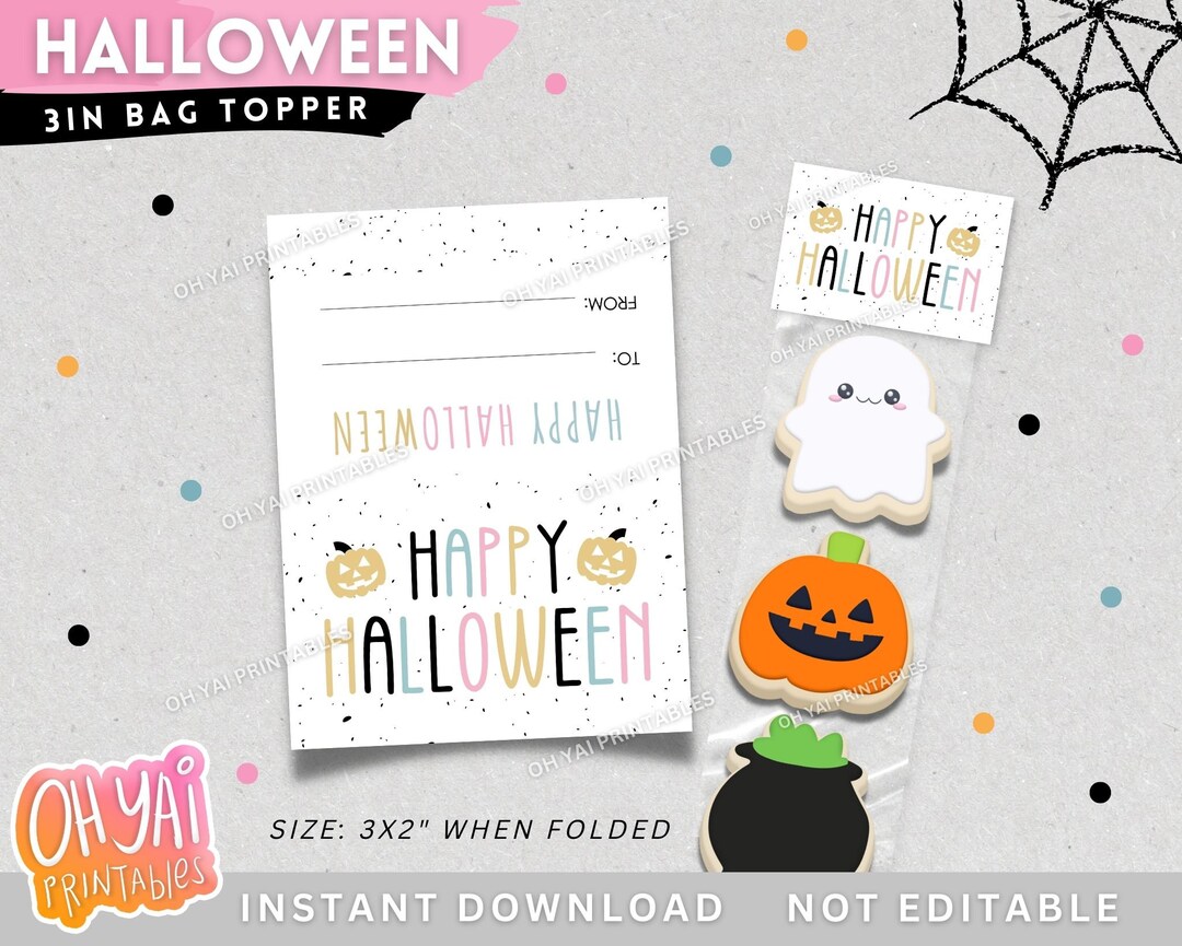 Halloween Bag Topper, 3x2 Bag Topper, Printable Halloween Bag Topper ...