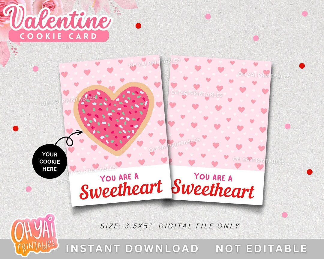 Valentine Cookie Card, You're a Sweetheart Cookie Card, Happy Valentine ...