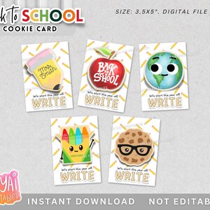 Back to School Cookie Card, Printable Cookie Card, First Day of School ...