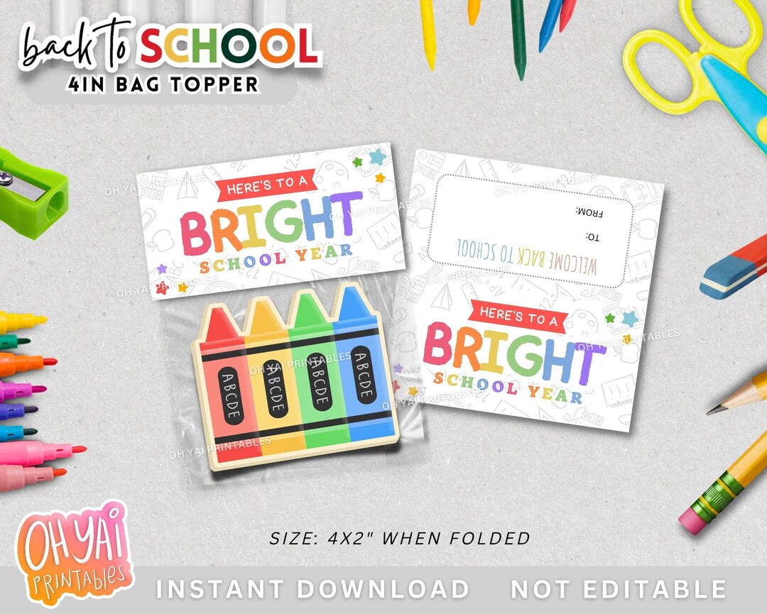 Back to School Topper, First Day of School Bag Topper, 4in Back to ...