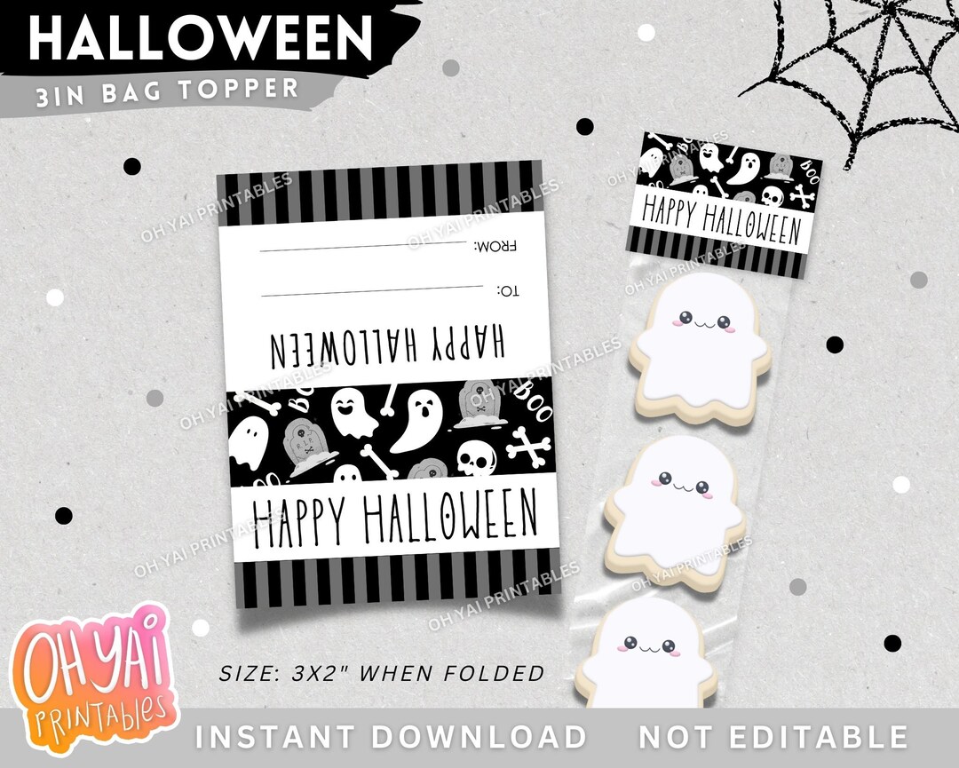 Halloween Bag Topper, 3x2 Bag Topper, Printable Halloween Bag Topper ...