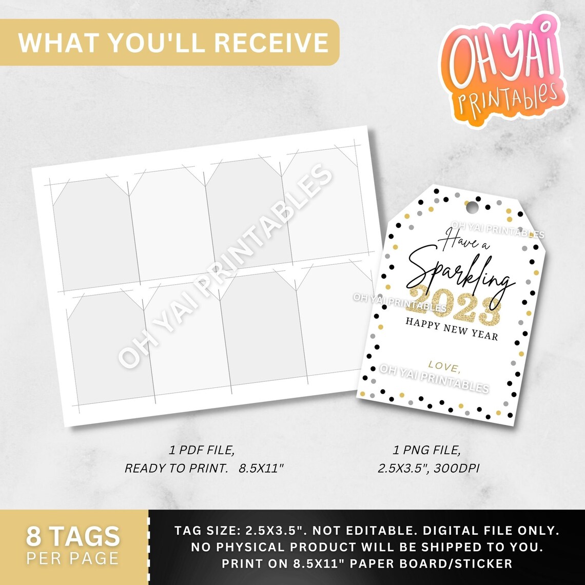 Printable New Years Tag Happy New Year Champagne Tag - Etsy