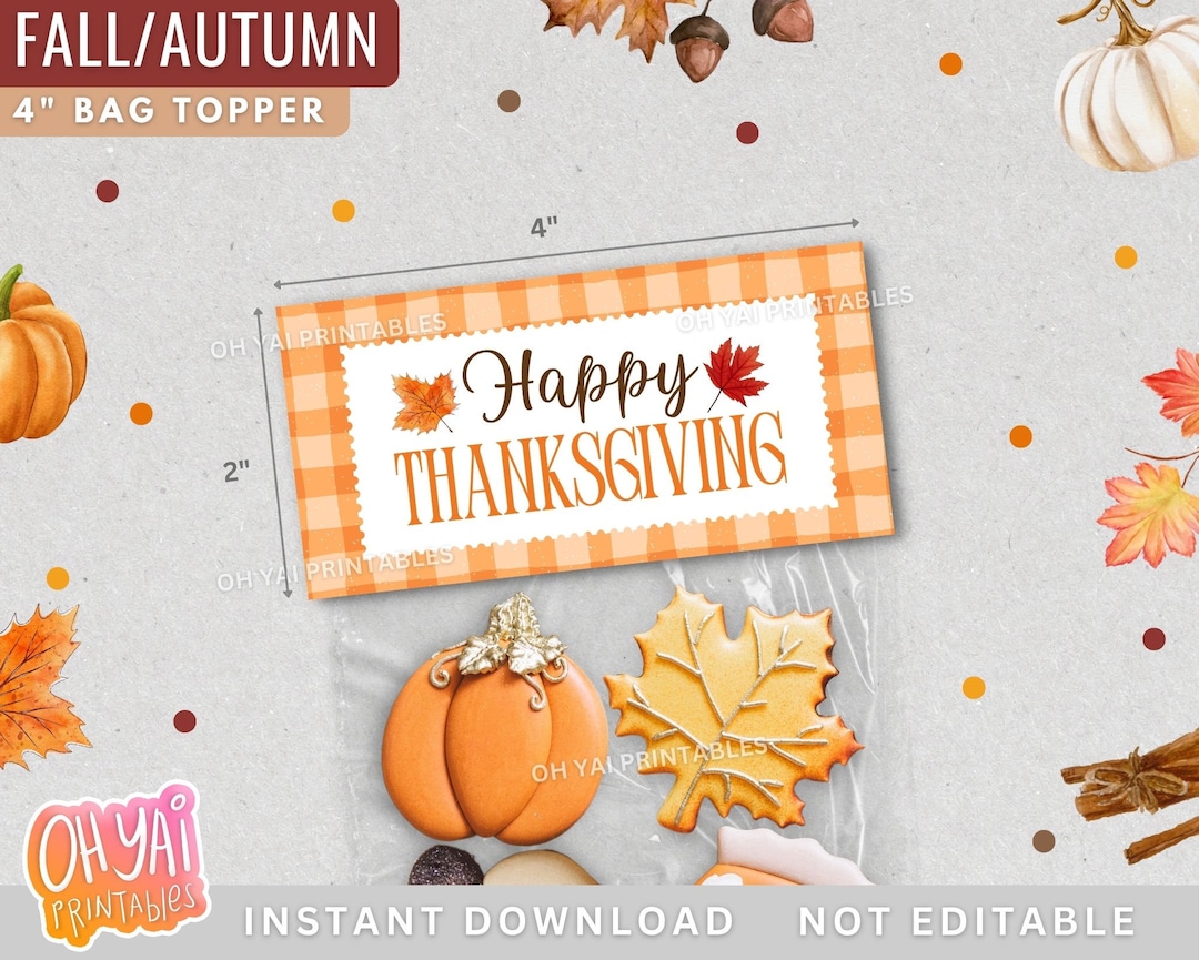 Fall Topper Fall Cookie Bag Topper 4x2 Bag Topper Printable - Etsy