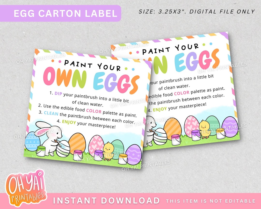 Egg Carton Label, Printable Egg Carton Label, Easter PYO Cookie Label ...