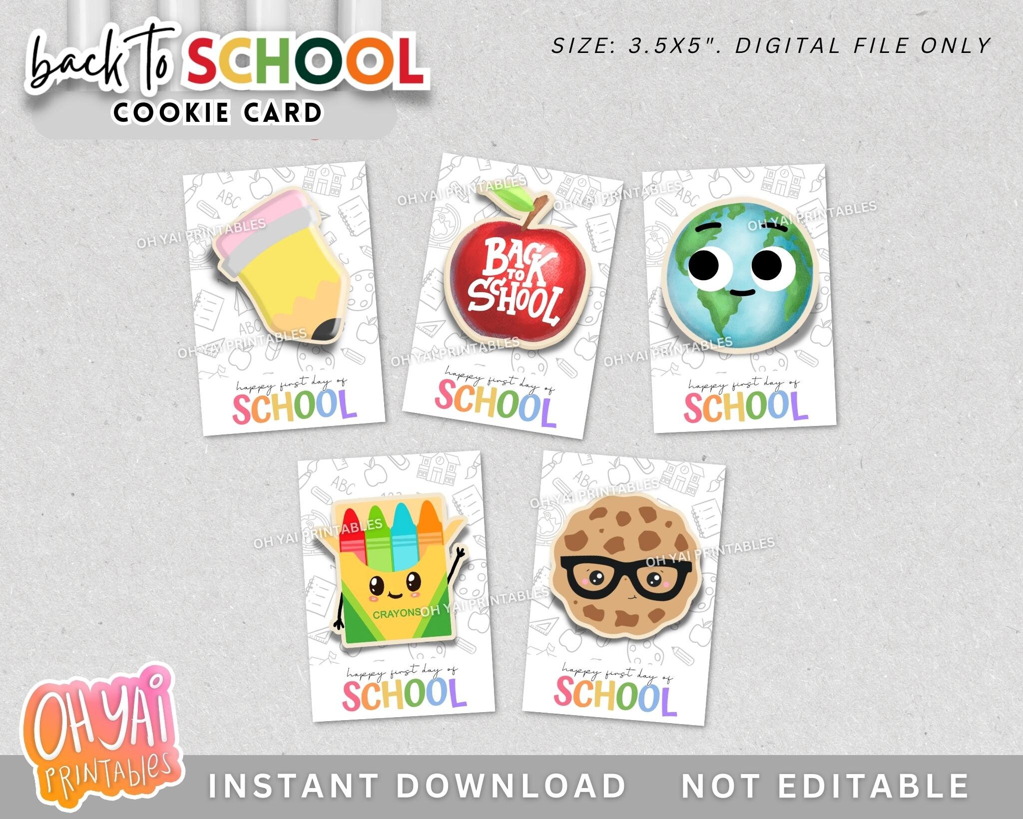 Back to School Cookie Card Printable Cookie Card First Day - Etsy