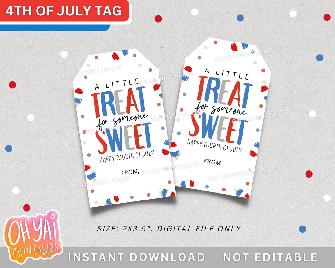 4th of July Tag, Happy 4th of July Gift Tag, Printable 4th of July Tag ...