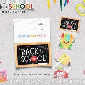 Back to School Topper, Cookie Bag Topper, 3in Back to School Topper ...