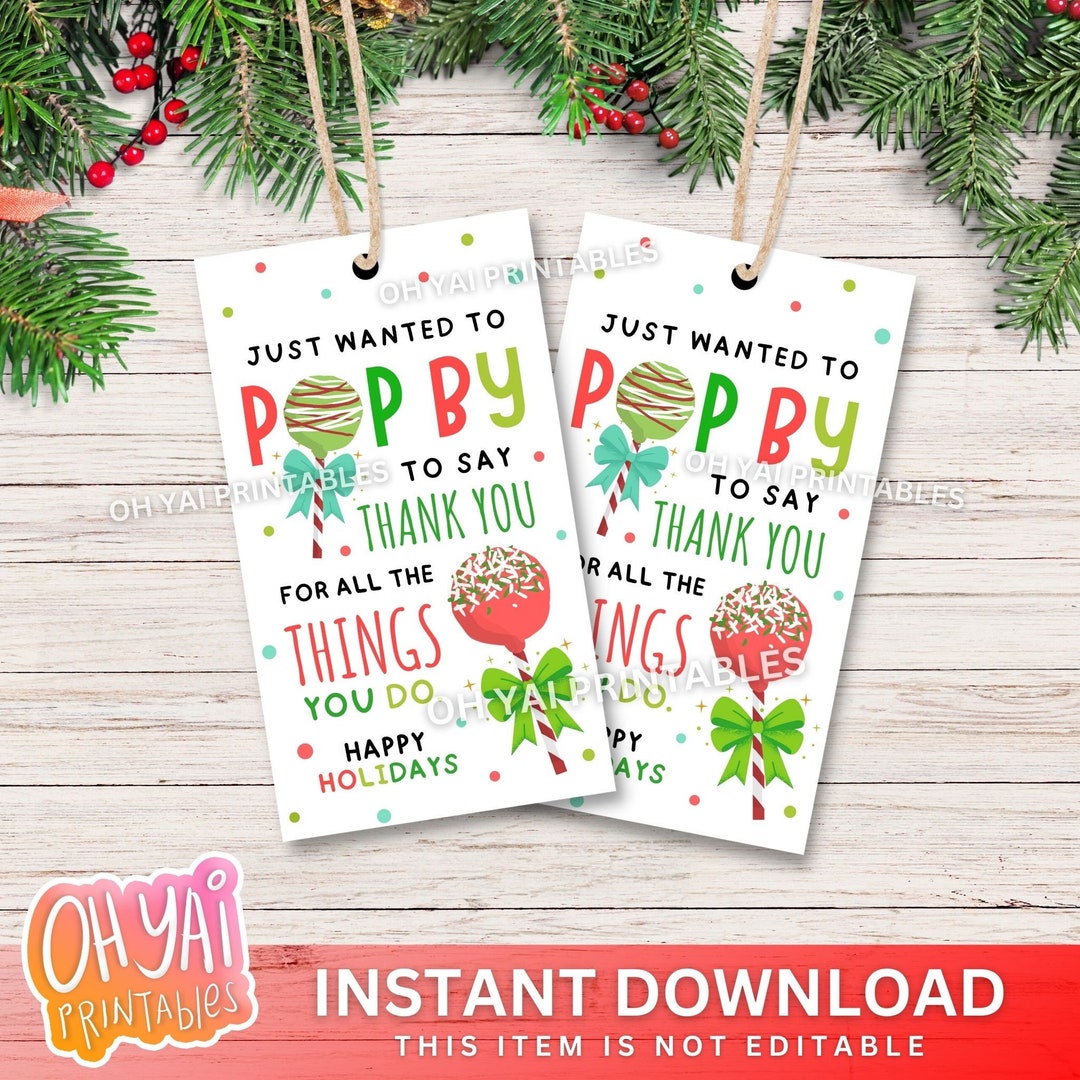 Cake Pop Tags, Cake Pop Favor Tag, Just Poppin Tag, Christmas Cake Pop ...