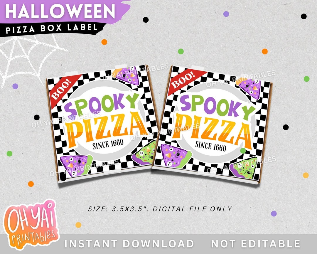 Halloween Pizza Box Label, Spooky Pizza Label, Pizza Box Label, Pizza ...