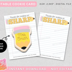 Teacher Appreciation Cookie Card Printable Teacher - Etsy