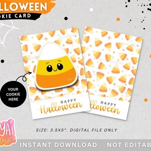 Halloween Cookie Card, Printable Halloween Cookie Card, 3.5x5in Cookie ...