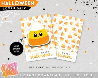 Halloween Cookie Card, Printable Halloween Cookie Card, 3.5x5in Cookie ...
