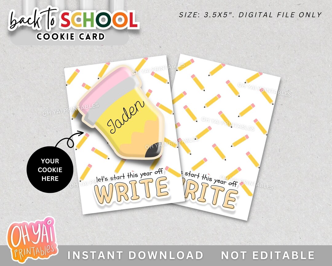 Back to School Cookie Card, Printable Cookie Card, First Day of School ...