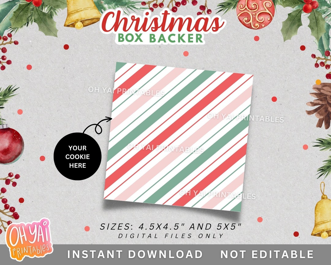 Christmas Box Backer, Cookie Box Backer, 5in Box Backer, 4.5in Box ...