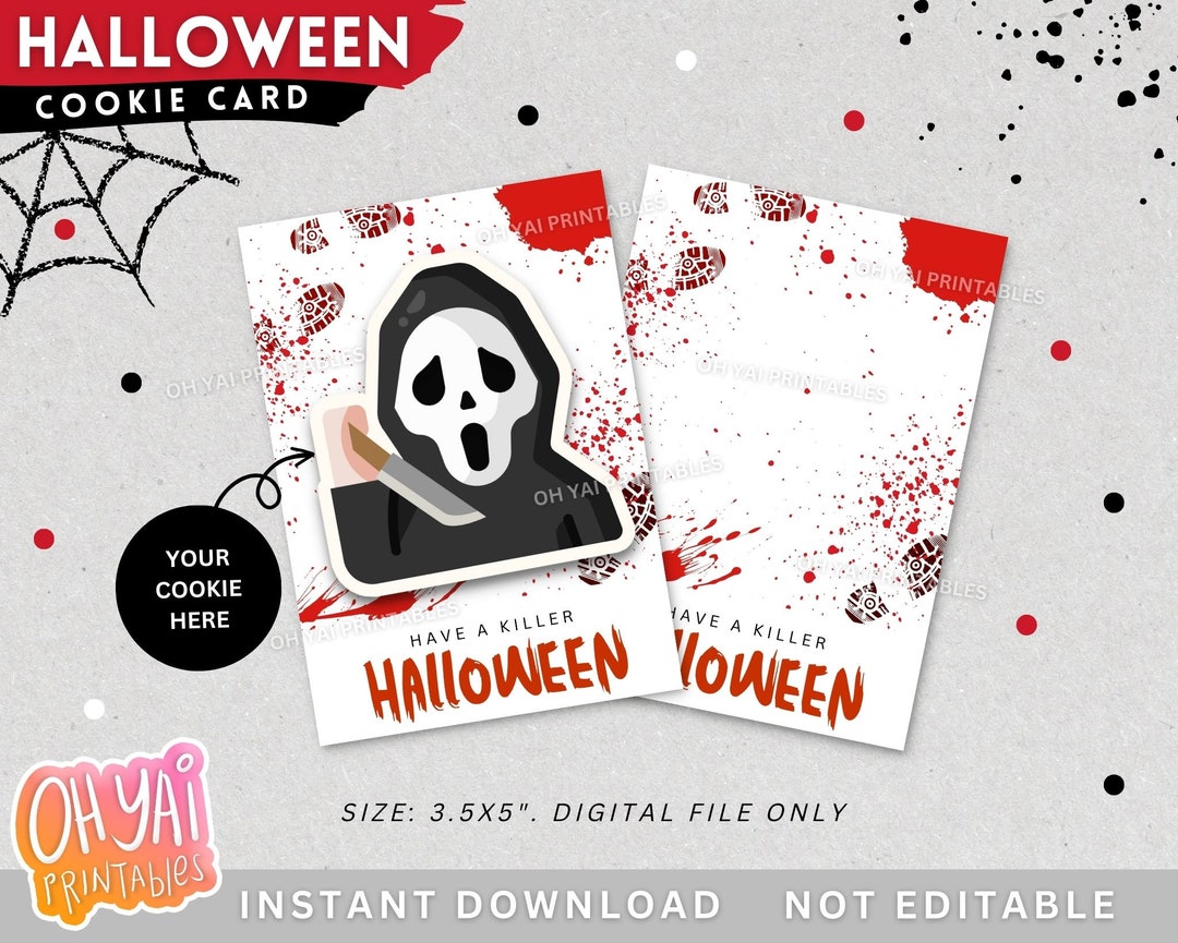 Halloween Cookie Card, Printable Halloween Cookie Card, 3.5x5in Cookie ...
