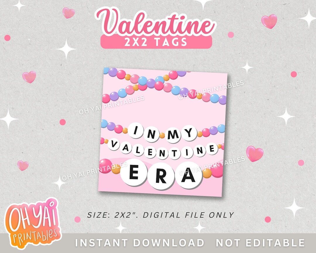 Valentine Tag, Valentine Era Tag, Valentine Cookie Tag, Printable ...