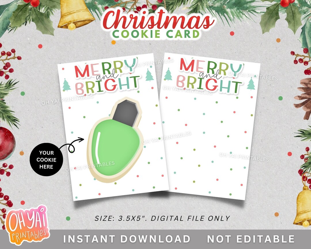 Christmas Cookie Card, Merry and Bright Cookie Card, Christmas Cookie ...