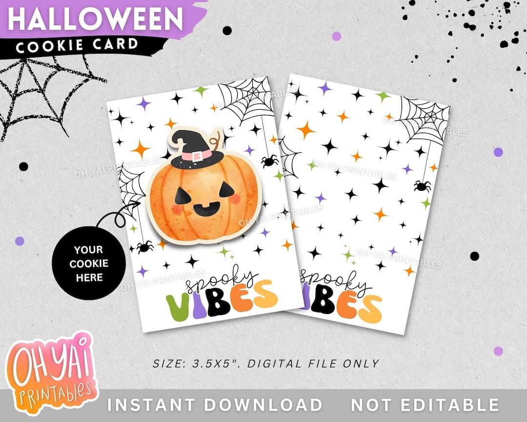 Halloween Cookie Card, Printable Halloween Cookie Card, 3.5x5in Cookie ...