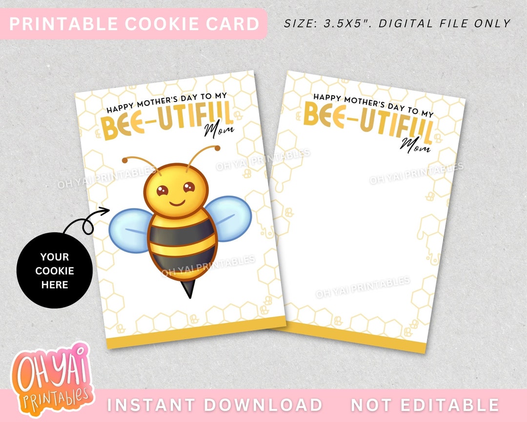 Printable Mother's Day Cookie Card, Sugar Cookie Card Backing ...