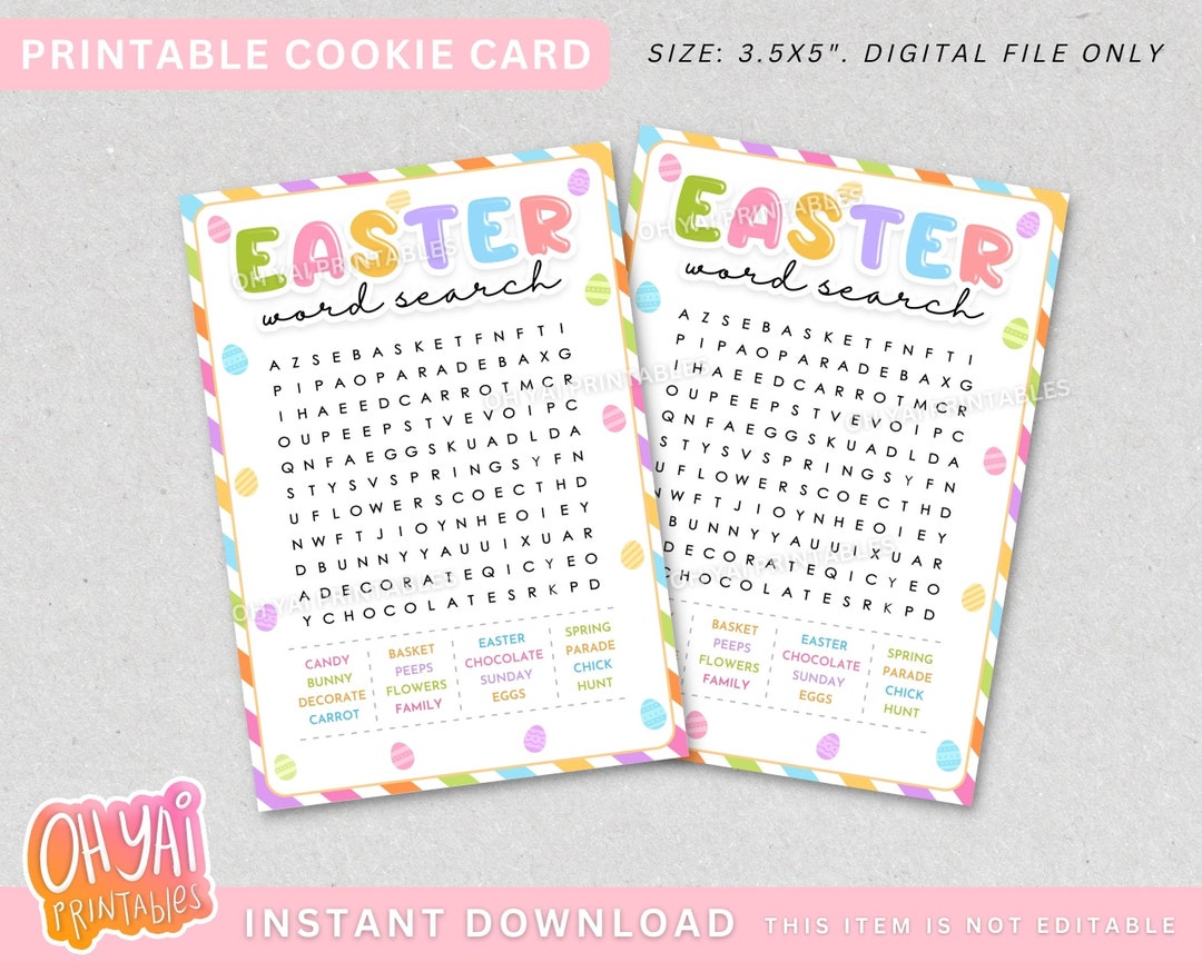 Easter Cookie Card, Chick Cookie Card, Bunny Bait Cookie Card, Easter ...