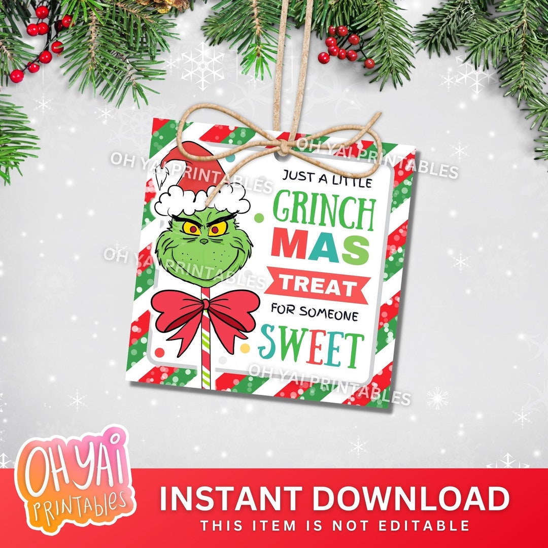 Grinch Tag, Grinch Gift Tag, Grinch Hot Chocolate Bomb Tag, Grinch ...