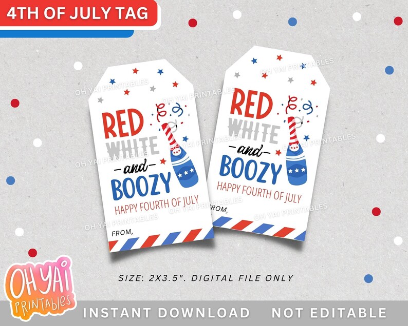 4th of July Tag Happy 4th of July Gift Tag Printable 4th of - Etsy
