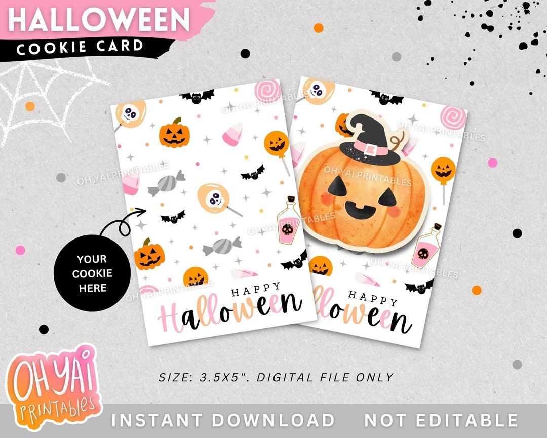Halloween Cookie Card, Printable Halloween Cookie Card, 3.5x5in Cookie ...