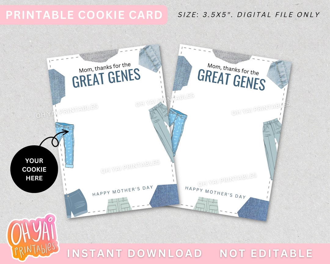 Printable Mother's Day Cookie Card, Sugar Cookie Card Backing ...