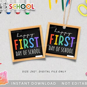 Happy First Day of School Tag, Back to School Tag, Printable Back to ...