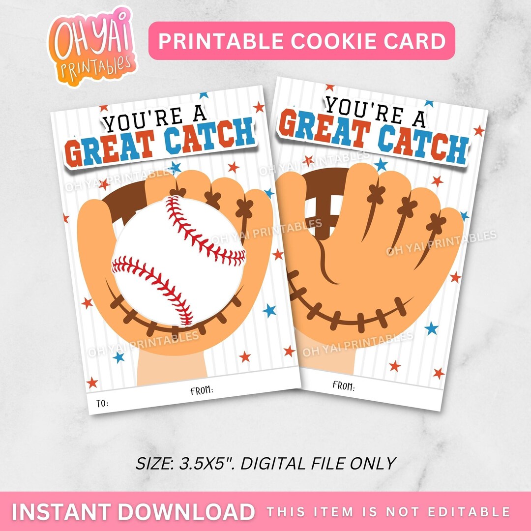 Valentine Cookie Card, Mini Cookie Card, You're a Great Catch Cookie ...