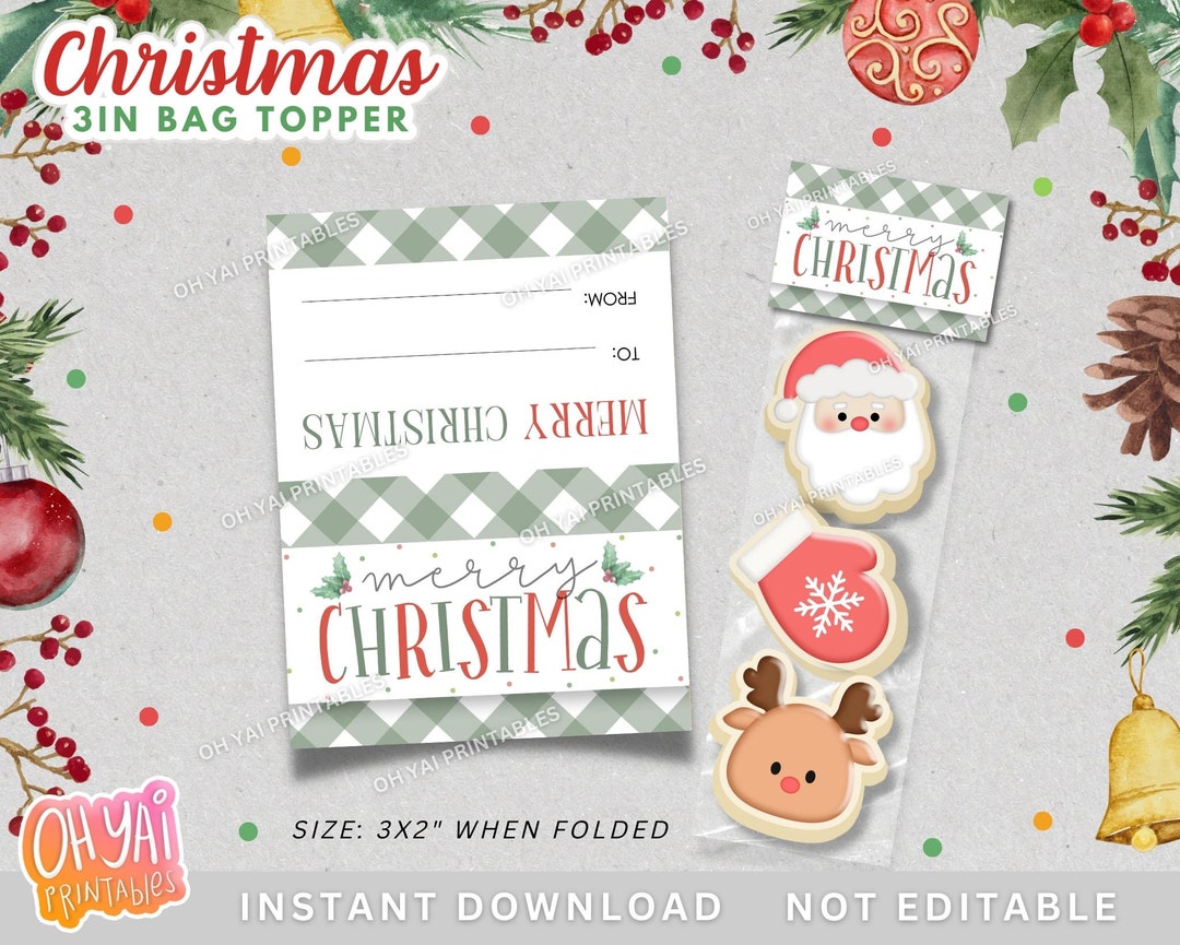 Christmas Bag Topper, 3x2 Bag Topper, Printable Christmas Bag Topper ...