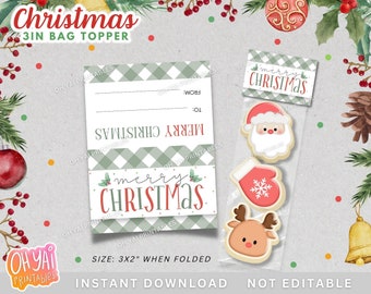 Christmas Bag Topper, 3x2 Bag Topper, Printable Christmas Bag Topper ...