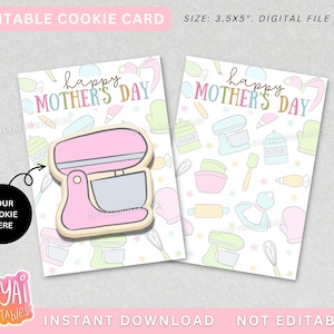 Printable Mother's Day Cookie Card, Sugar Cookie Card Backing ...