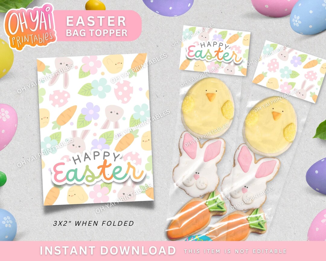 3 Easter Treat Bag Topper, PYO Easter Cookie Topper, Easter Tag ...