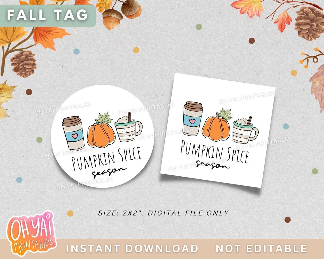 Fall Tag, Pumpkin Spice Tag, Printable Fall Tag, Fall Cookie Tag ...