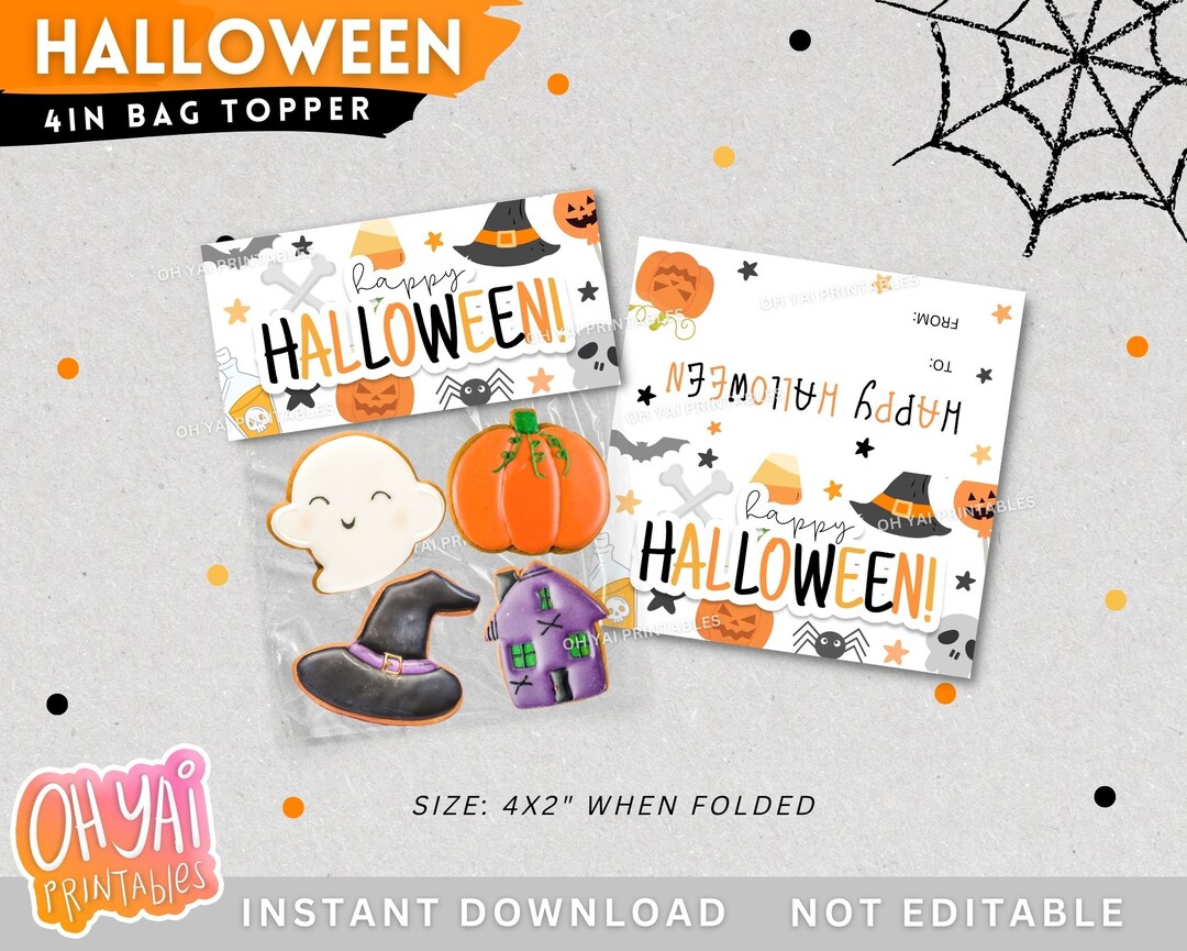 Halloween Bag Topper, 4x2 Bag Topper, Printable Halloween Bag Topper ...