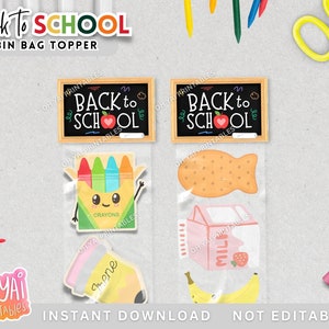 Back to School Topper, Cookie Bag Topper, 3in Back to School Topper ...