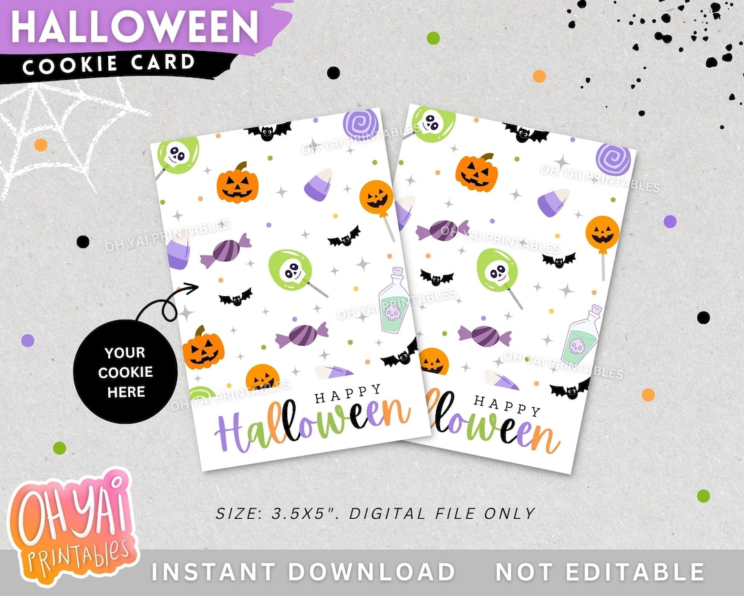 Halloween Cookie Card, Printable Halloween Cookie Card, 3.5x5in Cookie ...