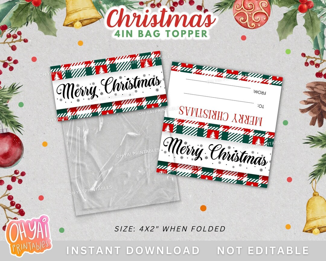 Christmas Bag Topper, 4x2 Bag Topper, Printable Christmas Bag Topper ...
